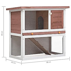 vidaXL Outdoor Rabbit Hutch 1 Door Brown Wood