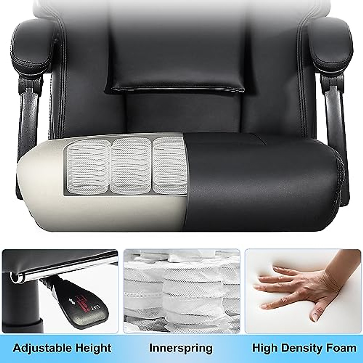 jamege Kneading Massage Executive Office Chair, 3D Back Massage Heated Office Chair, Heating Massage Office Chair with Reclining Backrest, Footrest & Height Adjustment