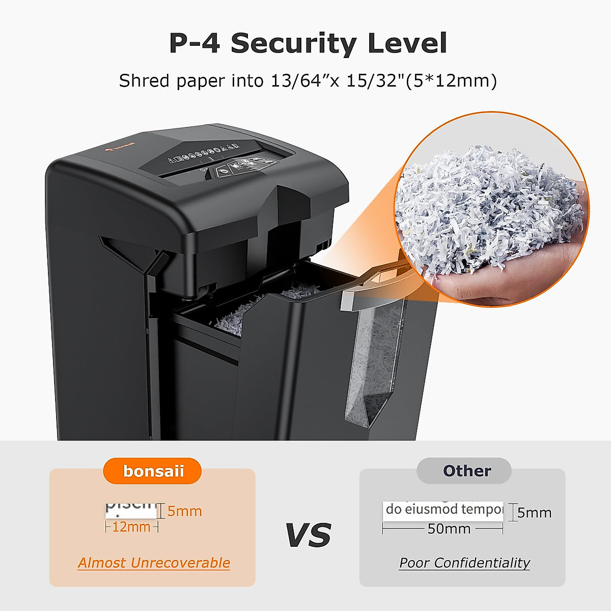 Bonsaii Heavy Duty Paper Shredder - 20 Sheets, 40 Min Continuous Shred, P-4 Security, Crosscut, Anti-Jam, CD/Credit Card/Staple Safe, 7 Gal Bin, Commercial Use C144-D