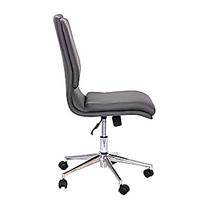 Flash Furniture Madigan Task Office Chair - Luxurious Gray LeatherSoft Upholstery - Padded Mid-Back and Seat - Height Adjustable Chrome Base - Armless