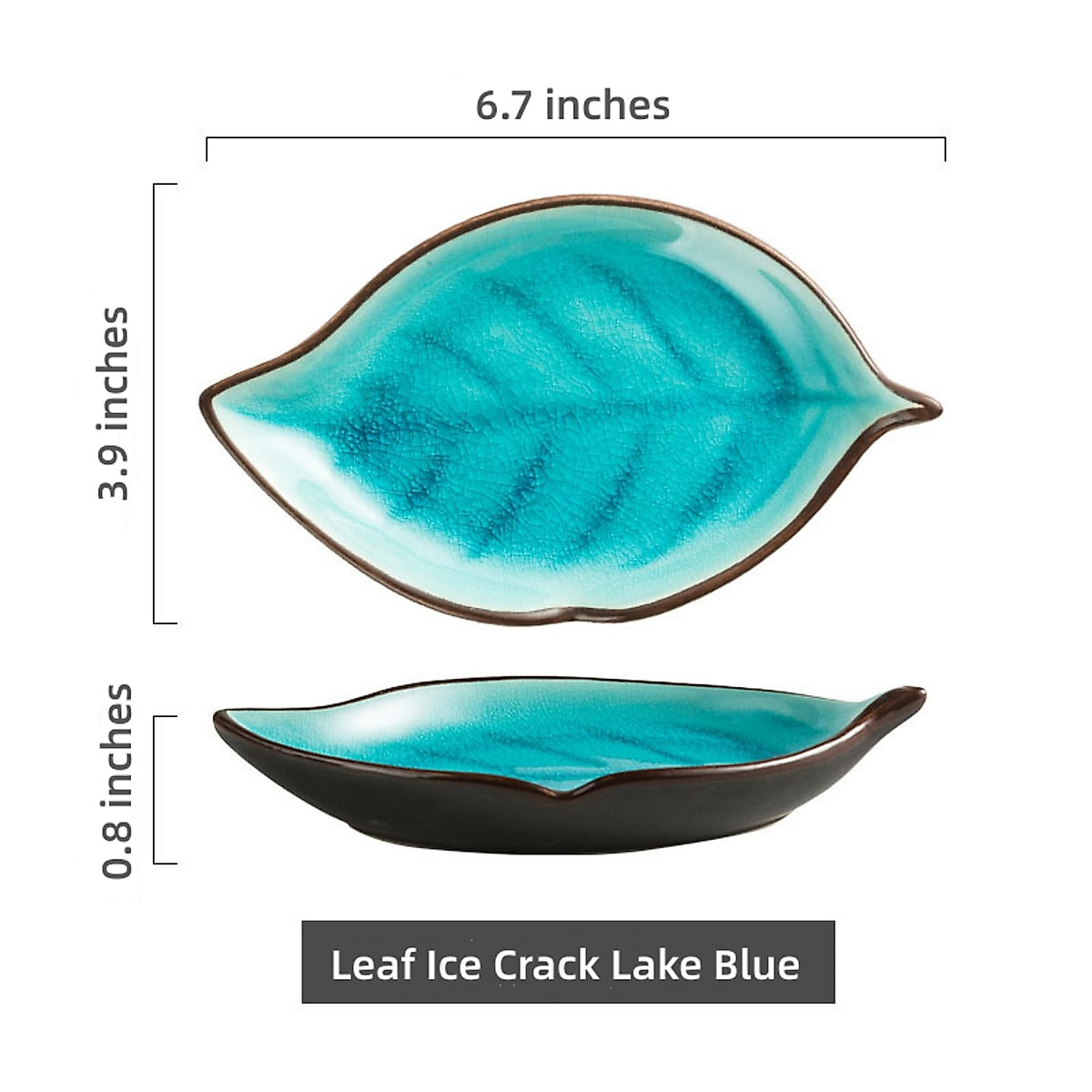 Ceramic Spoon Rest for Stove Top, Ice Cracks Leaf Cute Spoon Rest for Kitchen Counter, Cooking Spoon Holder for Kitchen Counter, Utensil Rest Spatula Rest Ladle Holder Tong Rest, 1 PC (A, Lake Blue)