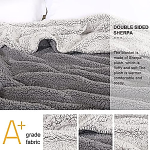 LAGHCAT Sherpa Thick Blanket, Double Side Sherpa Fleece Blanket, Cozy Warm Sherpa Throw Blanket in The Whole Winter. Fuzzy Fluffy Soft Twin Size Grey Blanket Suitable for Couch Bed(60"x80")