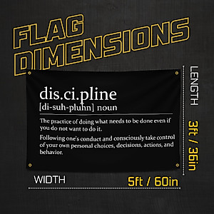 Gold Trident Discipline Motivational Gym Banner - Inspire Your Workout with this Banner - Perfect Fitness Wall Decor for Gym, Dorm - Stay Motivated with Cool Motivation Art - 3x5 Feet