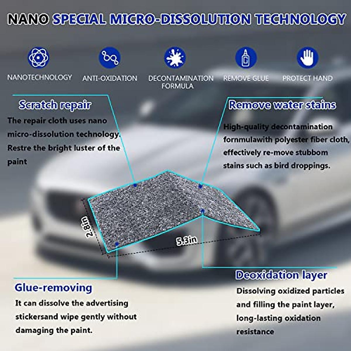 Farrinne Nano Sparkle Cloth, Scratches Remover with Repair and Water Polishing for All Kinds of Car Smooth Surface