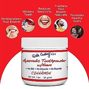 Dale Audrey Ayurvedic Remineralizing Tooth Powder for Sensitive Teeth | Cinnamon Powder for Teeth Whitening | Organic Tooth Powder for Gum and Bad Breath (1.3 Oz)