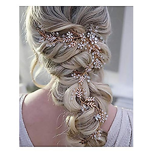 SWEETV Gold Rhinestone Wedding Headband Handmade Hair Band Bridal Headpiece Hair Accessories for Brides Bridesmaid