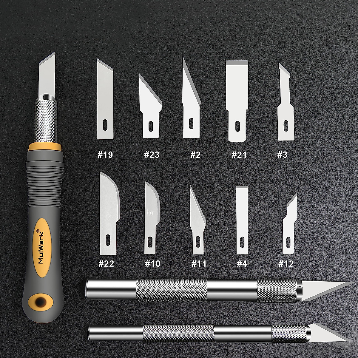 MulWark 136-Piece Precision Hobby Knife Set - Exacto Knife Set for Modeling - Craft Knife Magnetic Customized Handle with Chiseling Blade, Stencil Edge Blade, Fine Point Blade Included 120#11 blades
