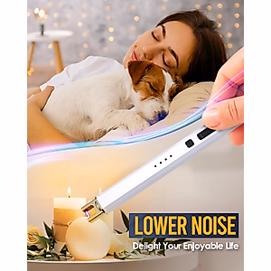 Electric Candle Lighter for Women - USB Rechargeable Plasma Arc with LED Display, Upgraded Safety Lock, Flameless & Long Design for Grill, Stocking Stuffers & Gifts for Women, Men, Mom, Birthday