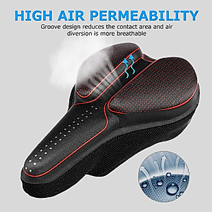 Gel Bike Seat Cover Soft Bicycle Saddle Pad Breathable Cushion Cover Gel Seat for Mountain Road Bike Exercise Bike Outdoor Cycling Yellow (Color-red)