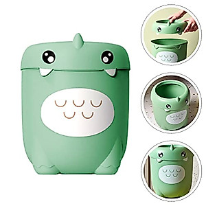 DECHOUS Laundry Basket Cartoon Trash Can Plastic Waste Basket Garbage Containers Without Lid Trash Bins for Room Bathroom Living Room Green Desk Organizer