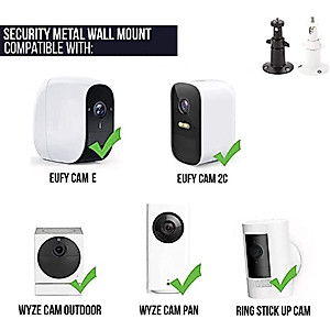 Adjustable Indoor/Outdoor Security Metal Wall Mount Compatible with Arlo Pro/Pro 2/Pro 3/Pro 4/Ultra/Ultra 2, & Others - Ring Stick Up Cam Battery, eufyCam E/2C, Wyze Cam Outdoor/Pan (3 Pack, White)
