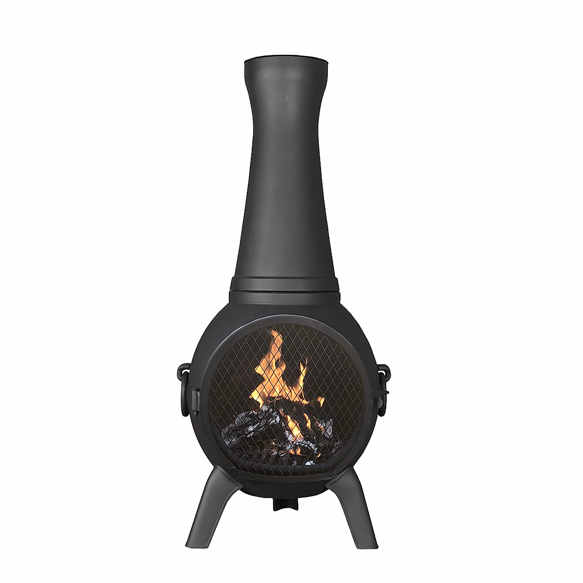 The Blue Rooster Prairie Fire Chiminea Outdoor Fireplace - Wood Burning Cast Aluminum Deck or Patio Firepit