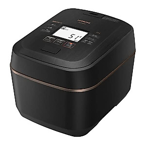 Hitachi RZ-W100FM K Rice Cooker, 5.5 Cups, Pressure & Steam IH, Fluffy Gozen, Jet Black, Made in Japan, Large Heat Power, Boiling Iron Pot, Steam Cut