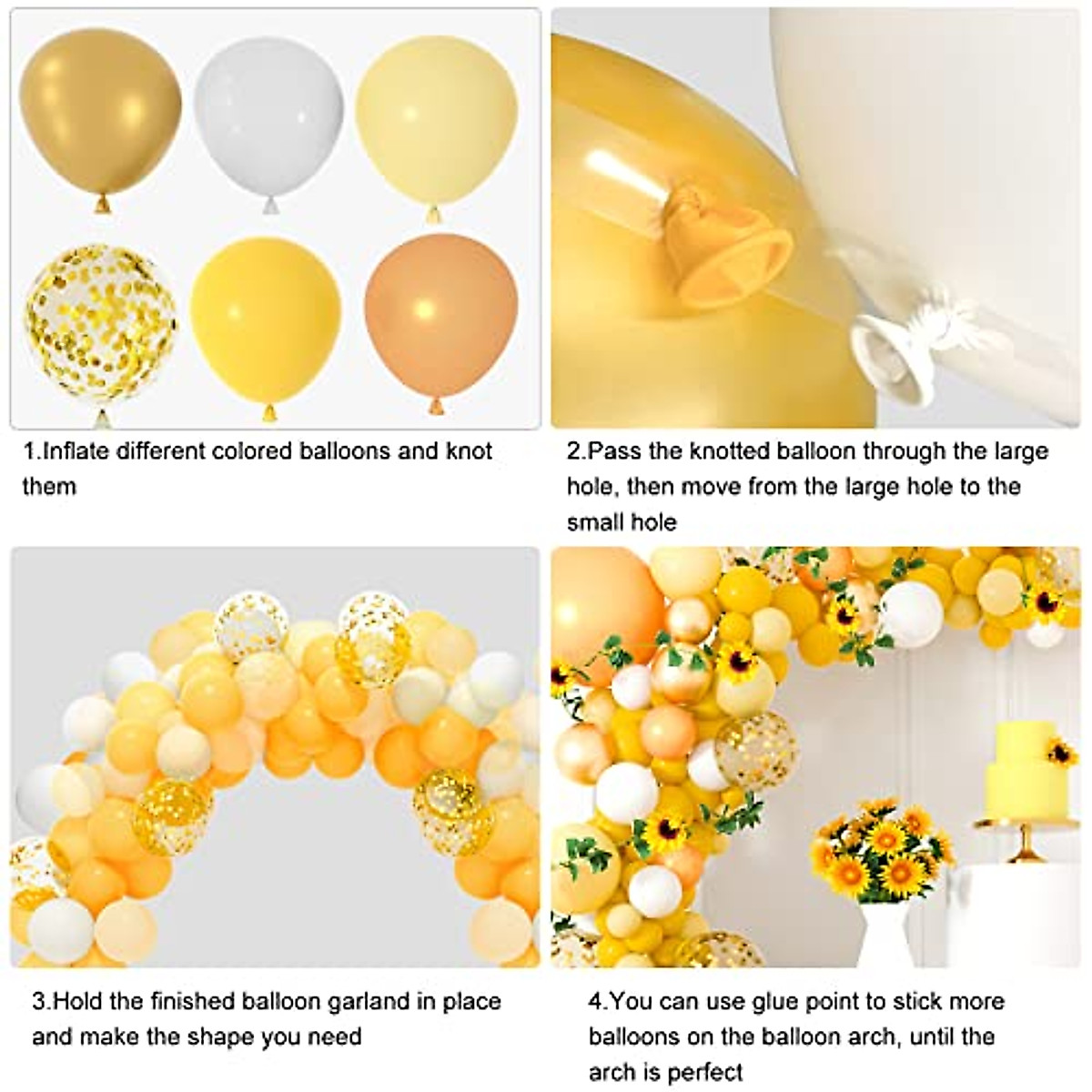 TUPARKA 118 Pack Sunflower Balloon Garland Arch Kit 18 12 10 5 inches Yellow Gold White Balloons with Sunflower Vine Sunflower Baby Shower Decorations for Girl Boy Bee Birthday Wedding Party Supplies