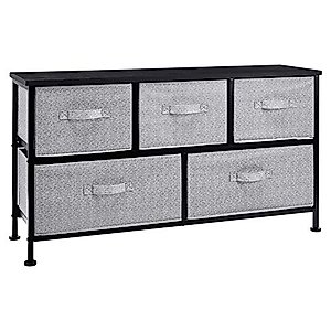 Amazon Basics Extra Wide Fabric 5-Drawer Storage Organizer Unit for Closet, Black