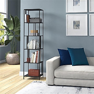 Henn&Hart 18" Wide Rectangular Bookcase in Blackened Bronze, for Home Office, Living Room