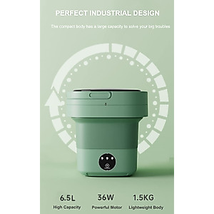 Small Portable Washing Machine, Mini Washer 9L High Capacity with 3 Modes Deep Cleaning for Underwear, Baby Clothes, or Small Items, Foldable Washing Machine for Apartments, Camping, Travel (Green)
