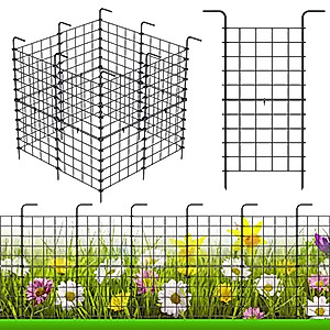 32 Pack Decorative Garden Fence Outdoor 24in x 22ft Coated Metal RustProof Landscape Wrought Iron Wire Border Folding Patio Fences Flower Bed Fencing Barrier Section Panels Decor Picket Edging