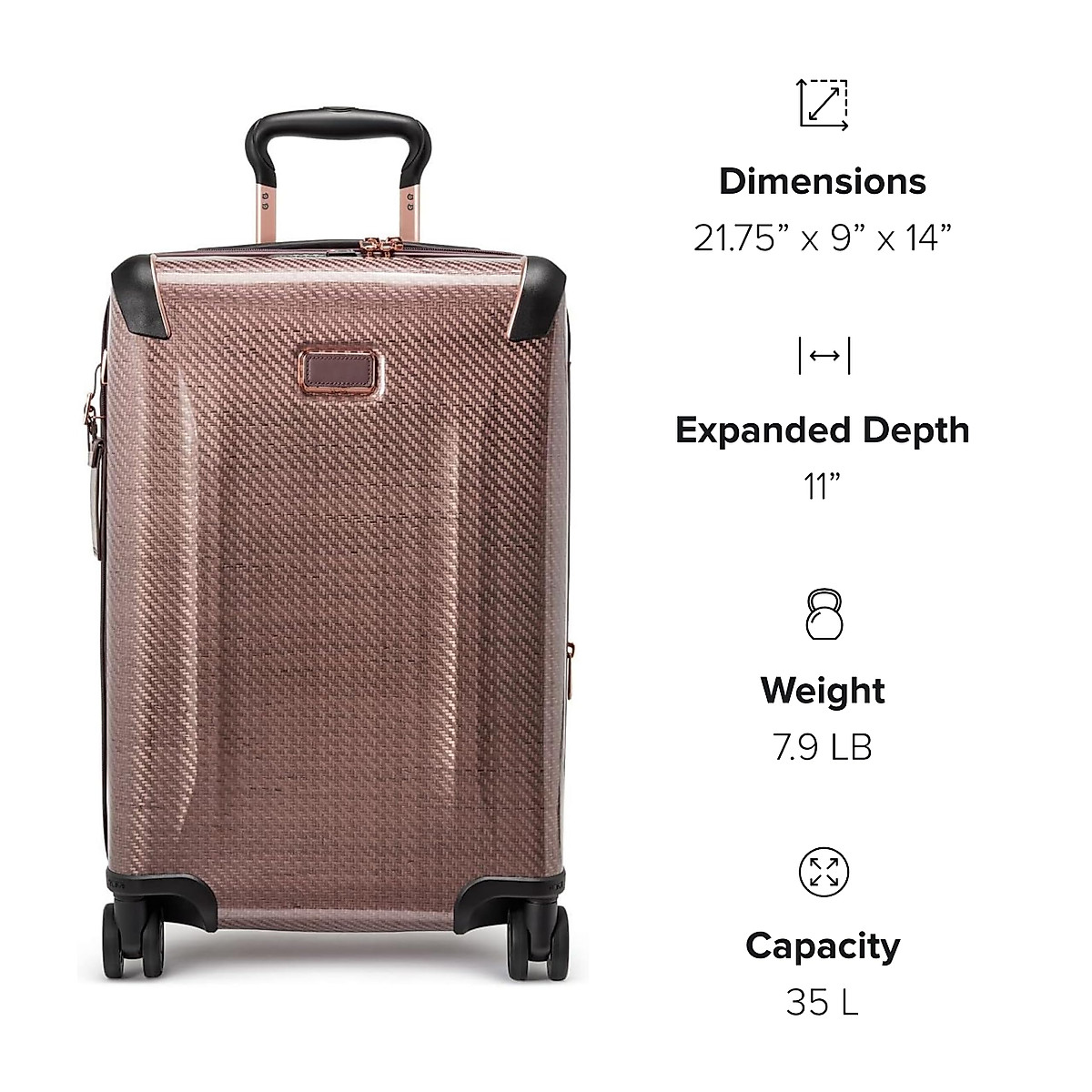 TUMI - Tegra-Lite International Expandable 4 Wheeled Carry-On - Carry On Luggage with Spinner Wheels & TSA Luggage Lock - Blush