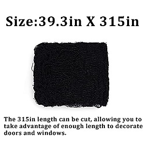 Mauts 315"x39" Halloween Creepy Cloth Halloween Decorations DIY Halloween Fake Spider Cobweb with Spooky Fabric (Black)