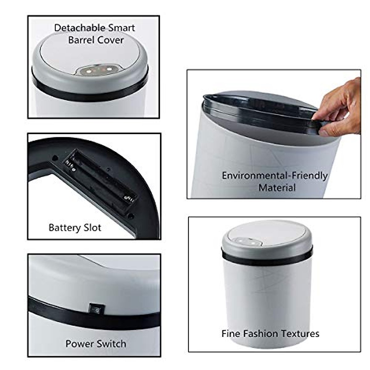WENLII 11L Intelligent Trash Can Automatic Touchless Induction Motion Sensor Kitchen Wide Opening Sensor Waste Garbage Bin