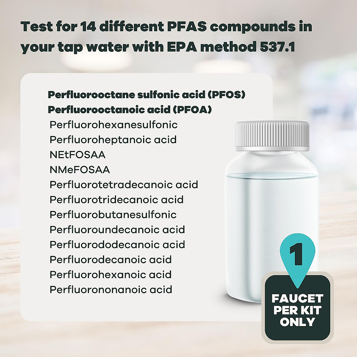 Professional PFAS Test for Drinking Water | Certified Tap Score Home Kit | Mail-in Lab Analysis | Easy Sampling, Shipping Included | EPA Testing Method