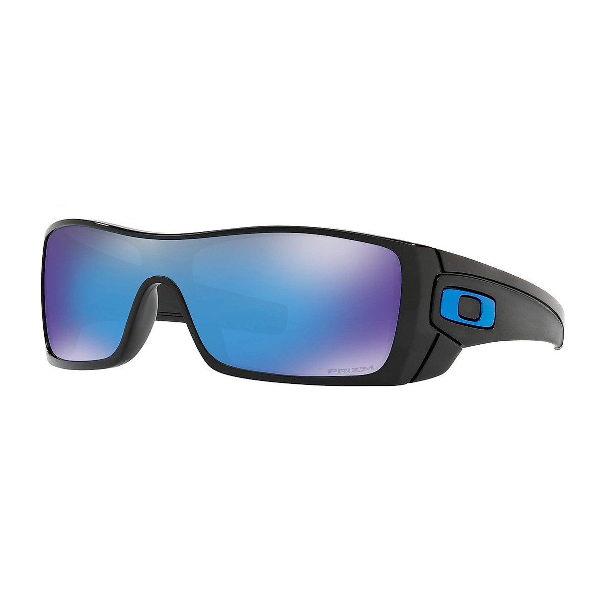 Oakley Batwolf Sunglasses (Polished Black Frame, Prizm Sapphire Lens) with Lens Cleaning Kit and Country Flag Microbag