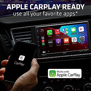 Sound Storm Laboratories DD7CPA-C Car Audio Stereo – Apple CarPlay Android Auto, Double Din 7 Inch Touchscreen, Bluetooth Audio and Hands-Free Calling, No CD DVD Player, Radio Receiver, Backup Camera