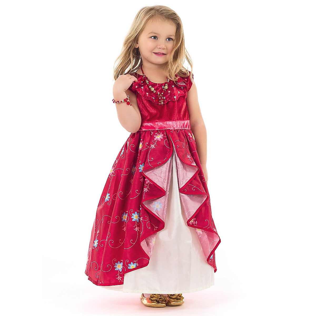 Little Adventures Ruby Princess Dress Up Costume (Medium Age 3-5) - Machine Washable Child Pretend Play and Party Dress with No Glitter