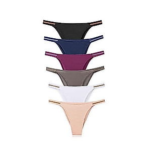 Bolivelan Women G-String Panties High Cut Low Rise Tanga Underwear for Ladies Pack of 6 (US 4, Multicolor)