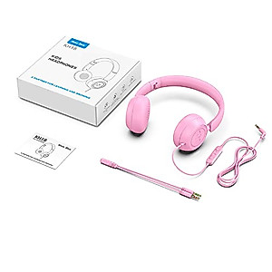 New bee Kids Headphones for School with Microphone HD Stereo Safe Volume Limited 85dB/94dB Foldable Lightweight On-Ear Headphone for Boys/PC/Mac/Android/Kindle/Tablet/Pad (Blue)