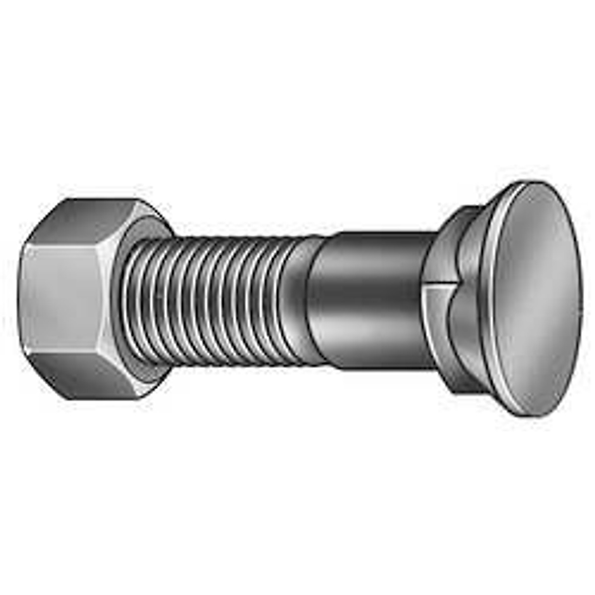 GRAINGER APPROVED Plow Bolt, Zn, 1/2-13x2-1/2, Flat Head, Carbon Steel, Countersunk Square Neck, PK10