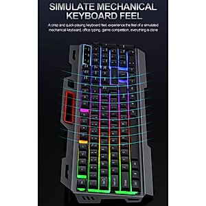 EXHNLE Gaming Keyboard and Mouse Combo, LED Rainbow Backlit Keyboard with 104 Key Computer PC Gaming Keyboard for PC/Laptop