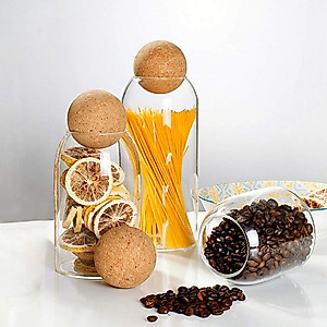 ANSQU 1000ML/34OZ Glass Storage Container with Airtight Ball Cork, Food Storage Canister Jar with Ball Lid for Kitchen Coffee, Tea Candy, Bathroom Apothecary Cotton Swab Qtip Holder