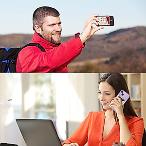 Leather Phone Card Holder Phone Wallet, Stick Back Phone Wallet Sticker Stylish Phone Case Credit Card Holder, Suitable for iPhone, Samsung, Android and Most Smart Phones.Pink Flowers