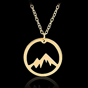 Hundred River Friendship Necklace with Meaning Compass Necklace Mountain Necklace with Message Card Gift Card (Mountain Necklace comass Necklace)