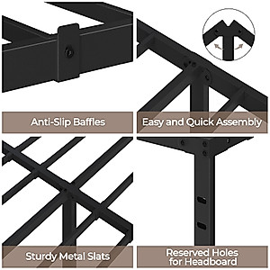Yaheetech 14 Inch Queen Bed Frames Heavy Duty Metal Platform Bed with Under Bed Storage, No Box Spring Needed, Easy Assembly, Sturdy Steel Slat Support, Black