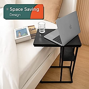 Yoobure C Shaped End Table Set of 2, Side Table for Couch and Bed, Small Side Table for Small Spaces, Living Room, Bedroom, Rustic Snack Table