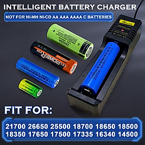 18650 Battery Charger,Single-Slot Intelligent Universal 18650 Charger for 3.7V Lithium Li-ion 18650,26650,18500,18350,16650 Rechargeable Battery (not Including Battery)