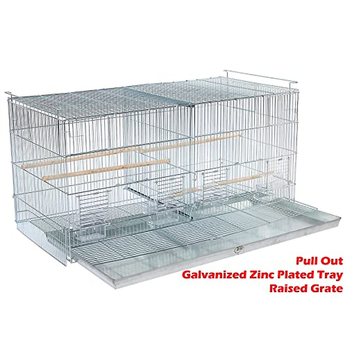 Galvanized Zinc Stackable Breeder Bird Flight Cage Side Breeding Nest Door with Removable Divider (Galvanized Zinc, 30"x11"x15"H Lot-4 Stand)