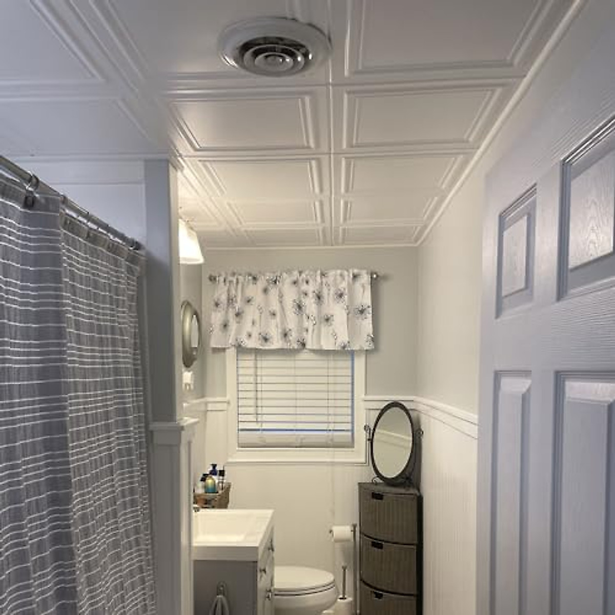 A La Maison Ceilings R24 Line Art Foam Glue-up Ceiling Tile (21.6 sq. ft./Case), Pack of 8, Plain White