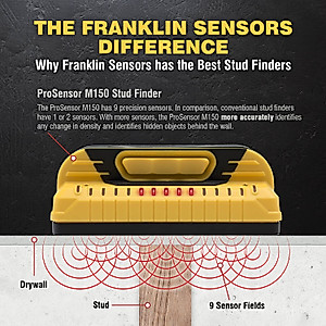 Franklin Sensors ProSensor M150 Stud Finder with 9-Sensors, Wood & Metal Stud Detector/Wall Scanner, Made in the USA