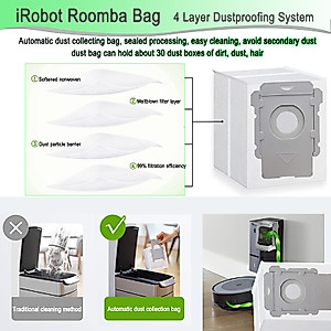 CauYien 26 Pack Replacement Parts accessories for iRobot Roomba i3 i3+ i4 i6 i6+ i7 i7+ E5 E6 E7 j7 I & E j Series Vacuum Cleaner,2 Set Rubber Brushes,8 Vacuum Filters,8 Side Brushes,8 Vacuum Bags