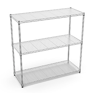 KOZYSFLER 3 Tier Wire Shelving Unit, 1050 LBS NSF Height Adjustable Metal Garage Storage Shelves, Heavy Duty Storage Wire Rack Metal Shelves - Chrome