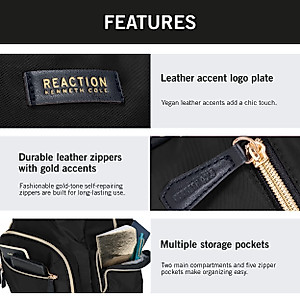 Kenneth Cole REACTION Women's Sophie Backpack Silky Nylon 15" Laptop & Tablet RFID Bookbag for School, Work, & Travel, Navy, One Size