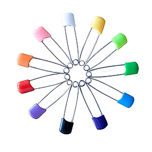 OsoCozy Cloth Diaper Nappy Pins 4 Packs - 4 Stainless Steel Safety Pins with Locking Plastic Heads. Durable, Safe and Cute 2.2 Inches Long (Blue)