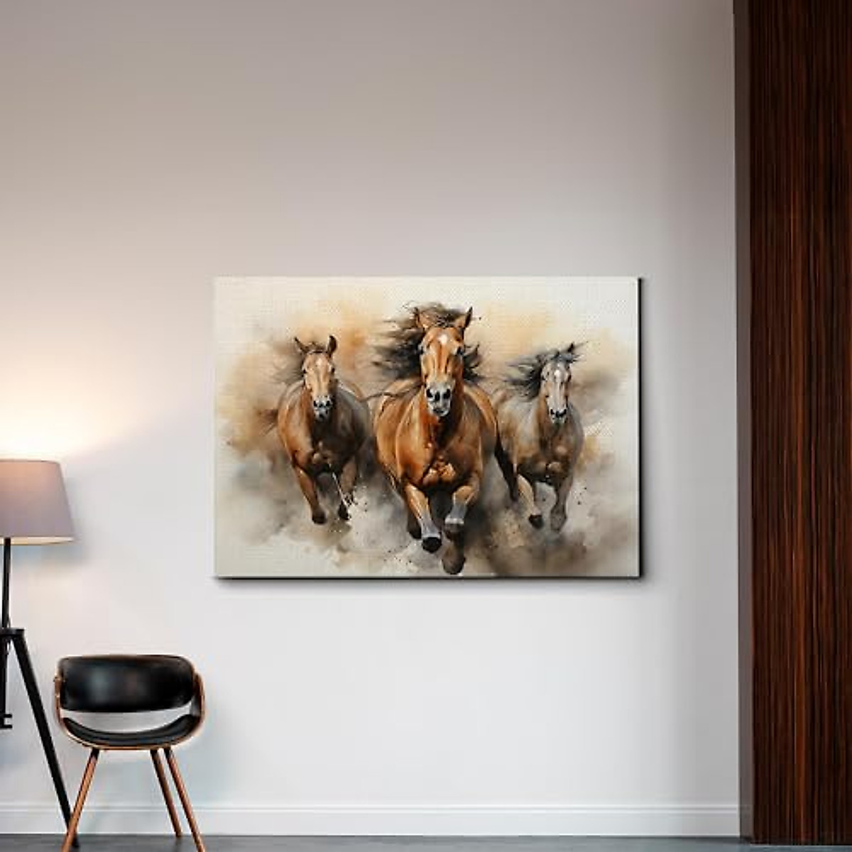 Majestic Black Stallion Galloping In The Clouds, Black Horse On Salt Flats, Canvas Print, Black Horse Print, Black Horse Wall Art