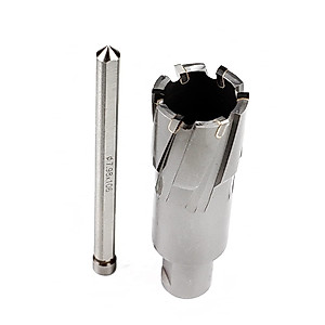 Annular Cutter Carbide JESTUOUS 3/4 Inch Weldon Shank 2 Cutting Depth 1-1/4 Cutting Diameter TCT Two Flat Bit for Drill Press with Pilot Pin