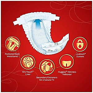 Huggies Little Snugglers Baby Diapers, Size 3, 162 Count, Unscented, Hypoallergenic, DryTouch Liner, Pocketed Waistband, Wetness Indicator, Double Grip Strips