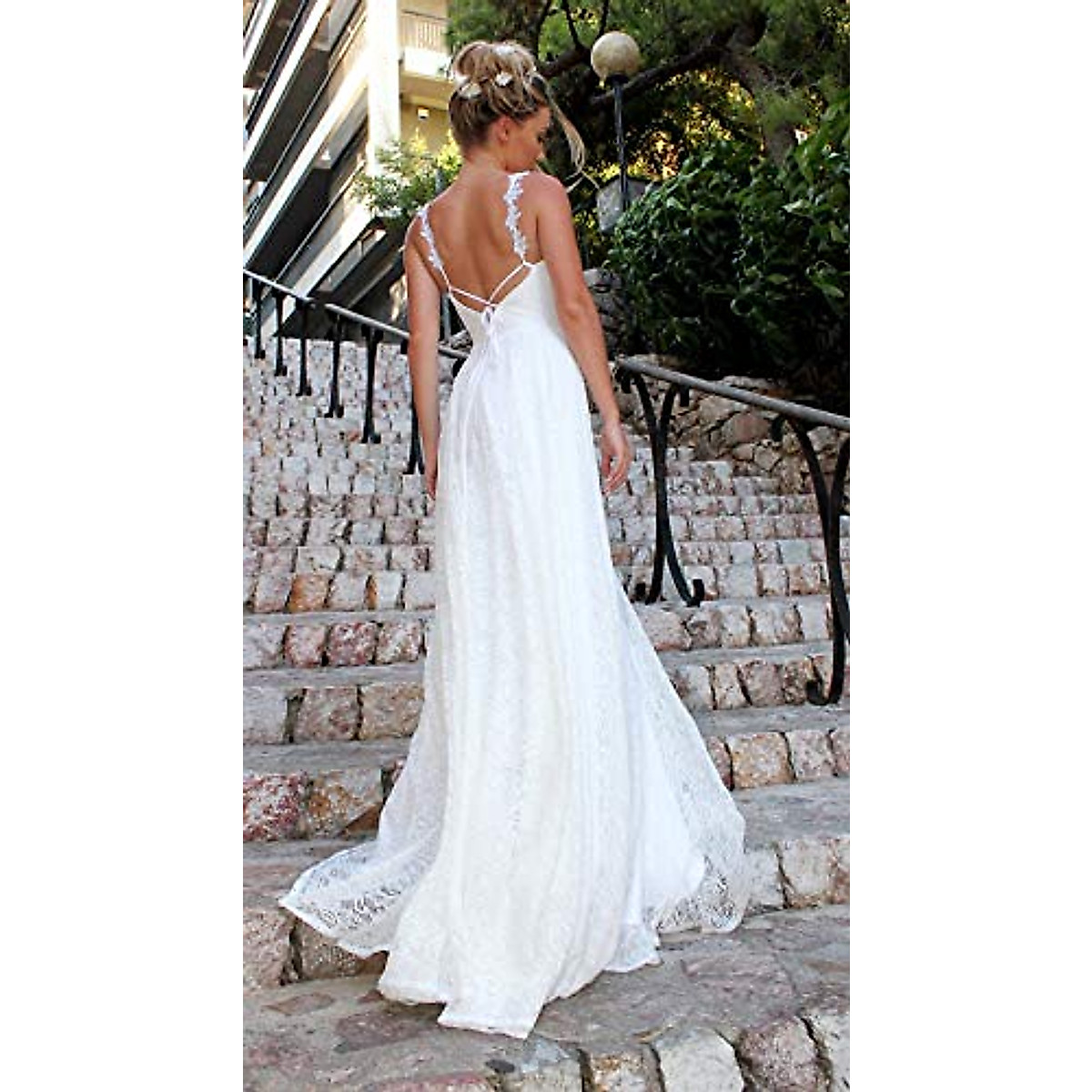 Bridesmaid Dress for Women Floral Lace Bandage Backless Formal Prom Wedding Ball Party Dress White